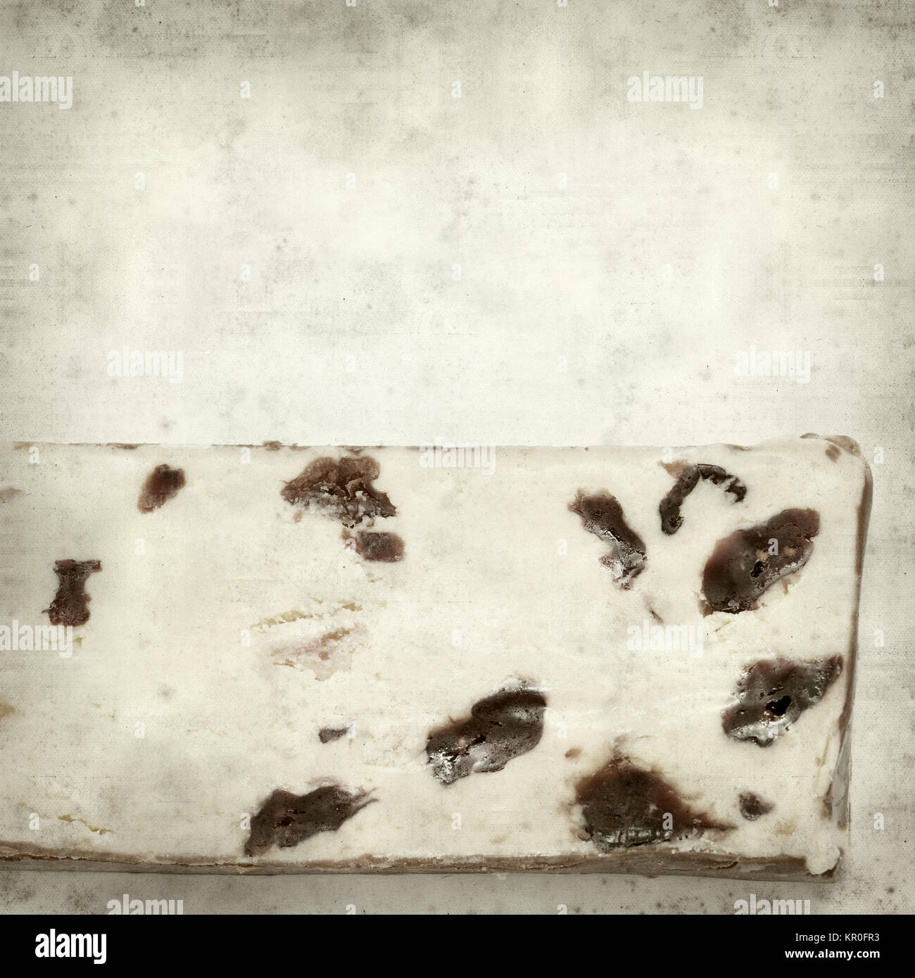 textured old paper background with turron, traditional Spanish sweet ...
