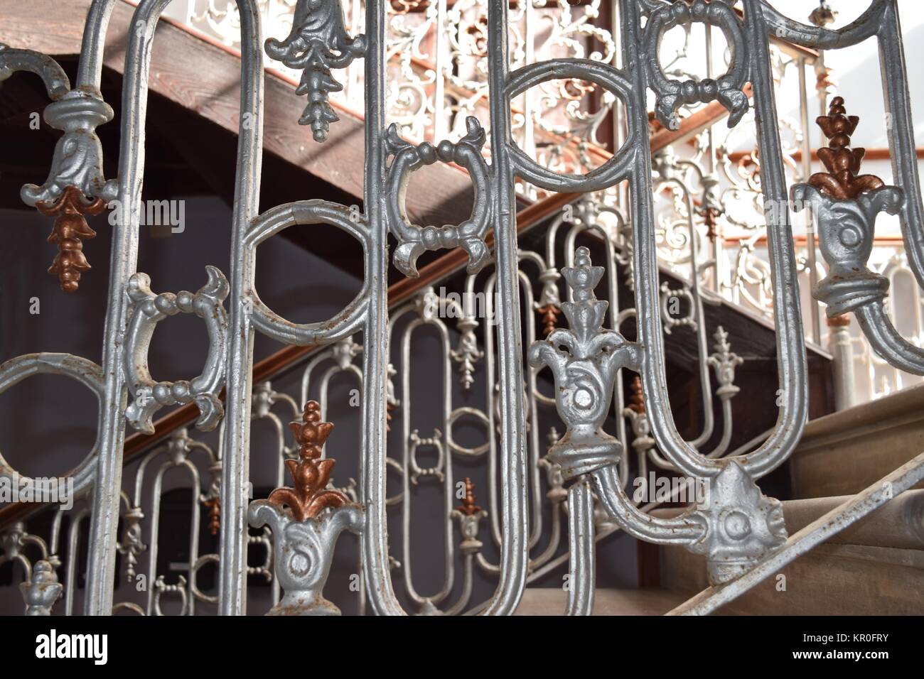 detail of ornate banister in a grand old building Stock Photo - Alamy