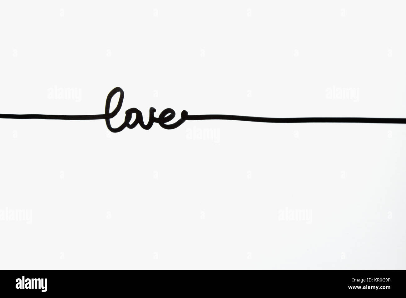Handwritten word "love" on white background with space for text Stock ...
