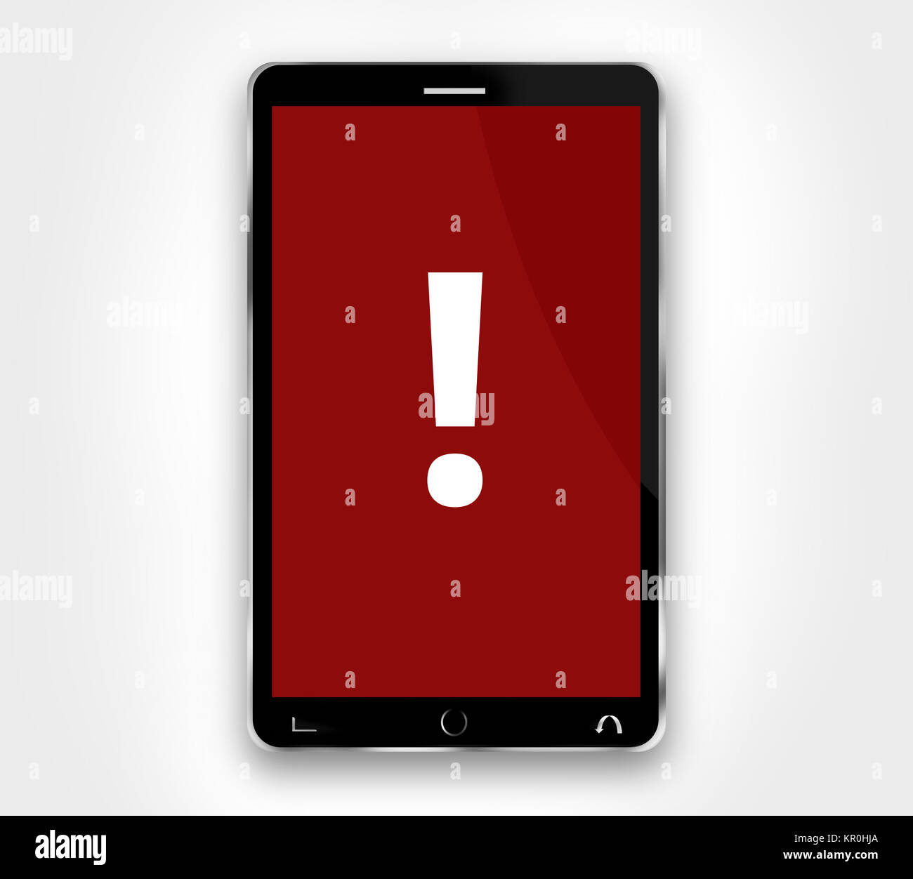 mobile phone warning exclamation mark Stock Photo - Alamy