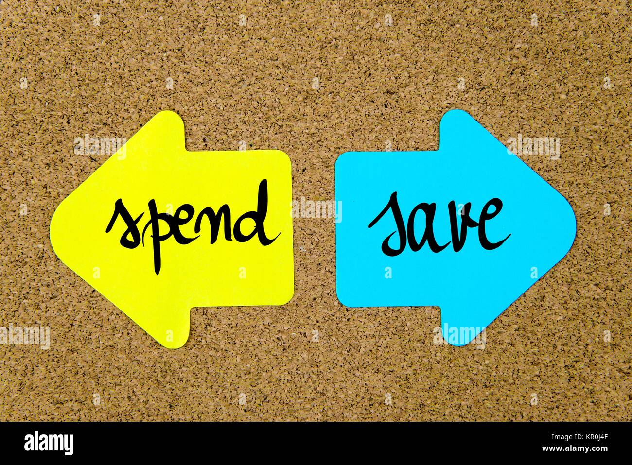 Message Spend versus Save Stock Photo - Alamy