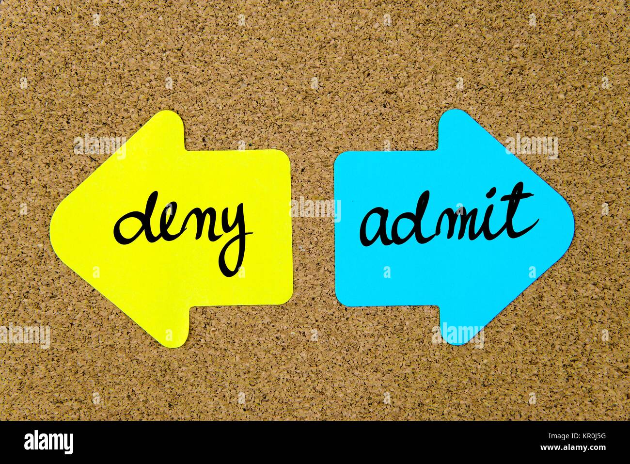 Message Deny versus Admit Stock Photo - Alamy