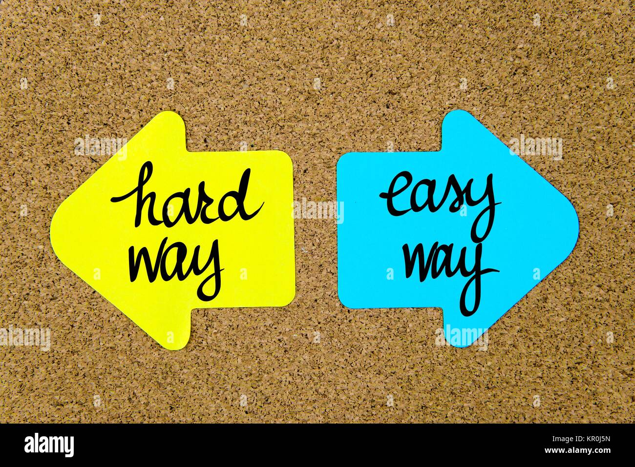 Message Hard Way versus Easy Way Stock Photo - Alamy