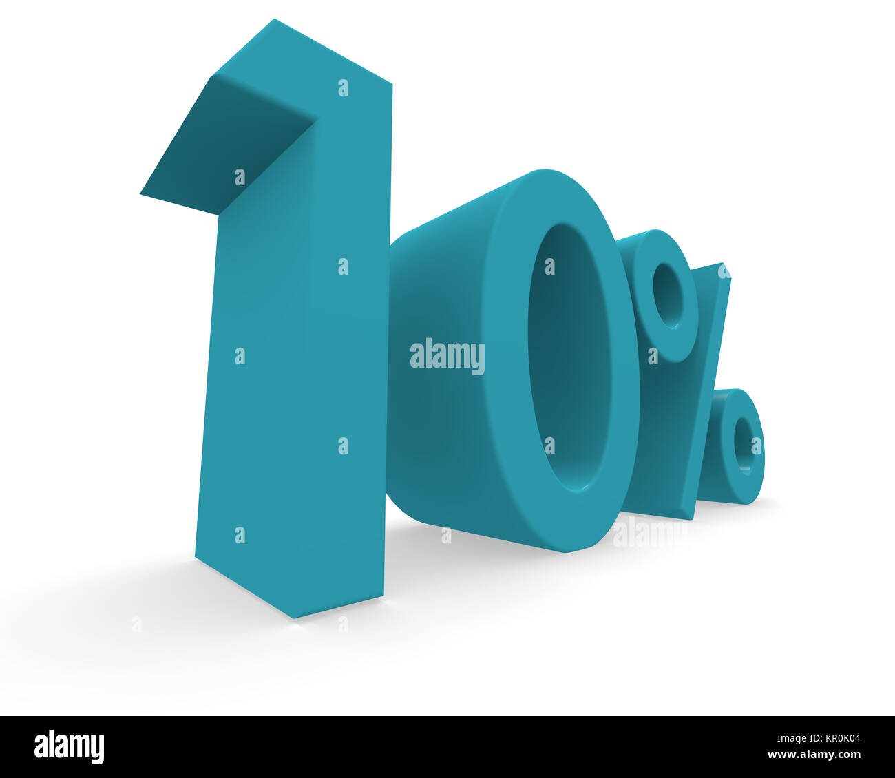 Ten percent in turquoise on a white background 3d rendering Stock Photo ...