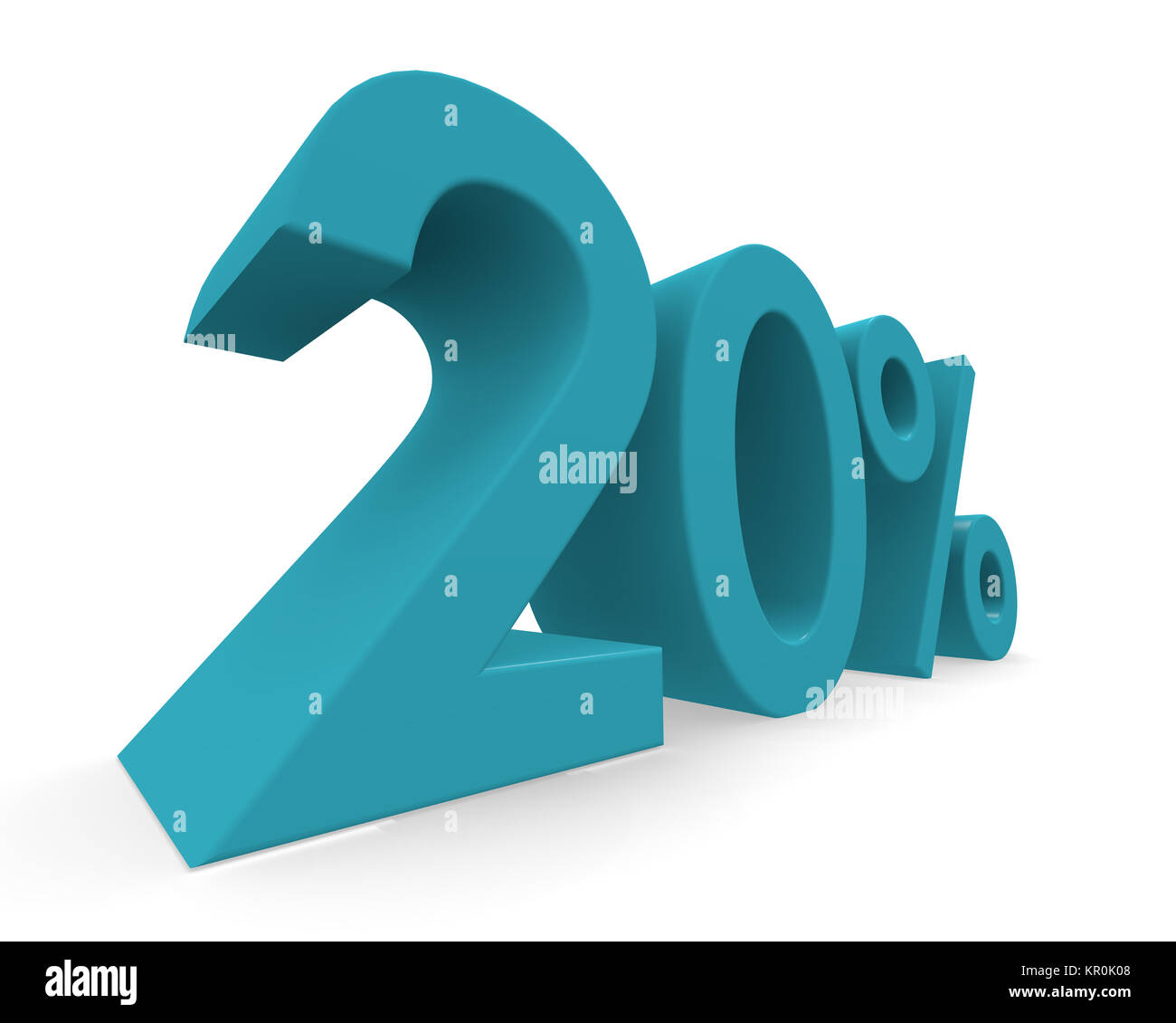 Twenty percent in turquoise on a white background 3d rendering Stock ...