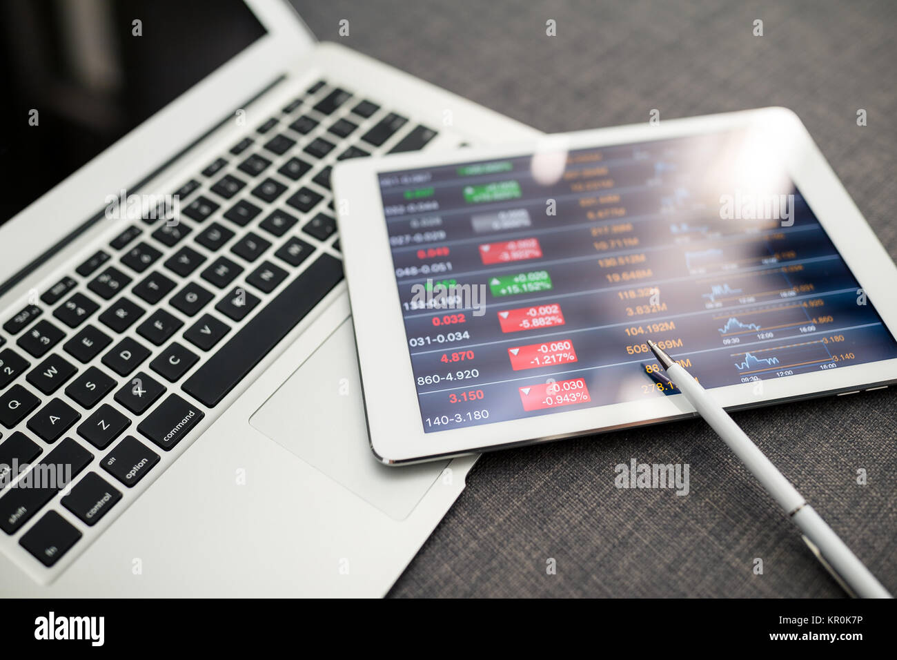 Tablet computer and financial charts Stock Photo - Alamy