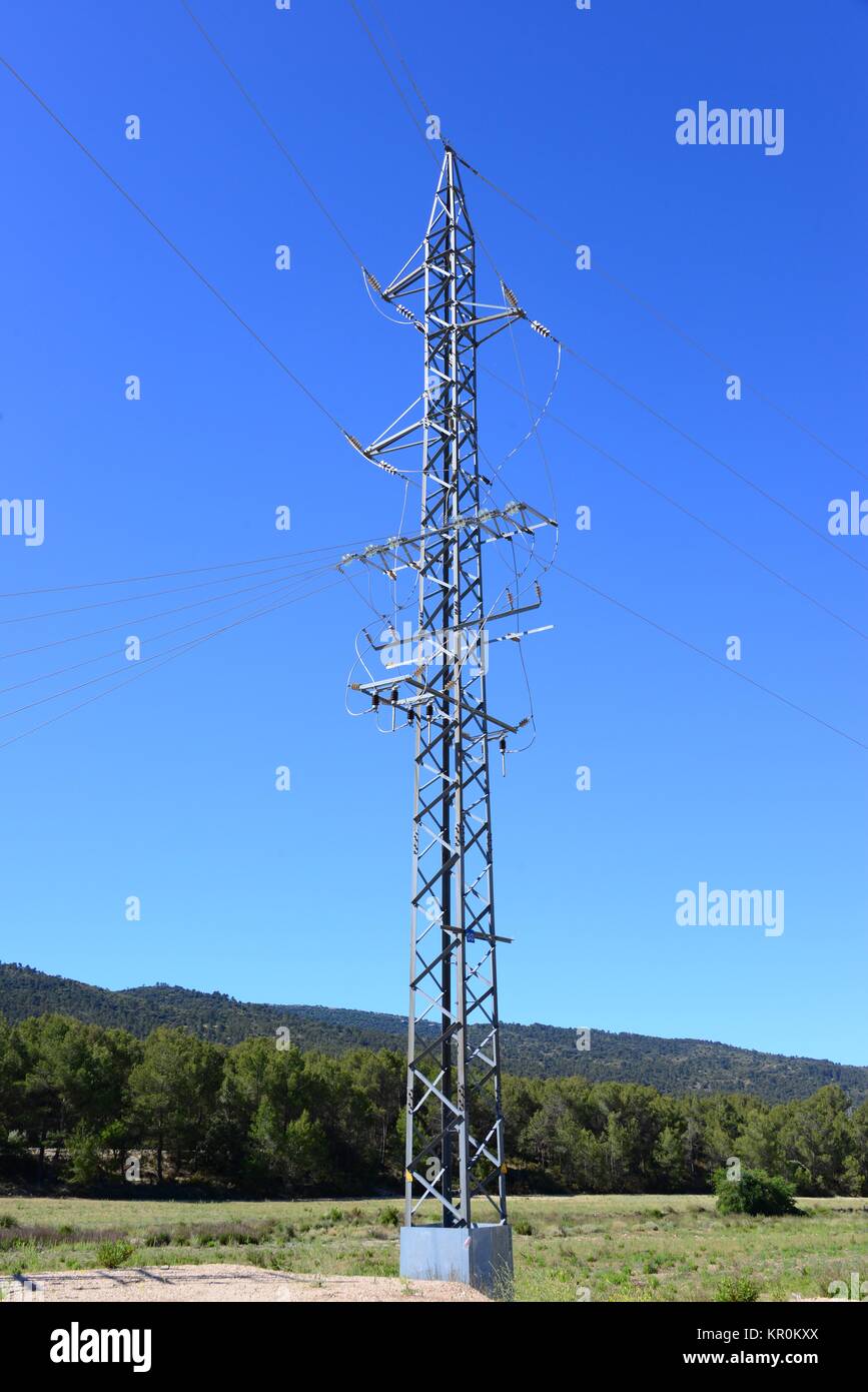 high-voltage line in spain Stock Photo - Alamy