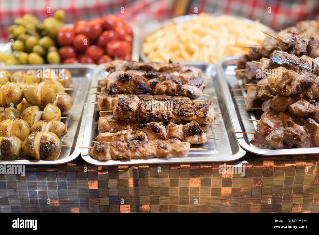 Street food, meat, potatoes Stock Photo - Alamy