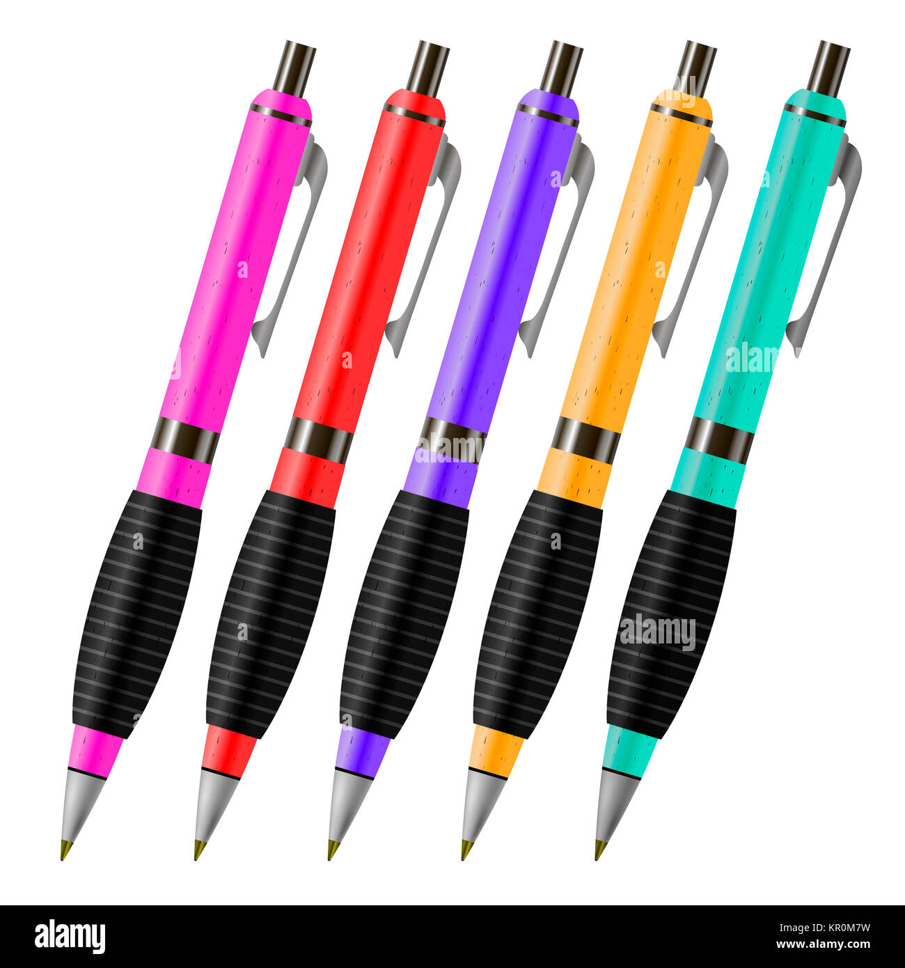 Set of Colorful Pens Isolated Stock Photo - Alamy
