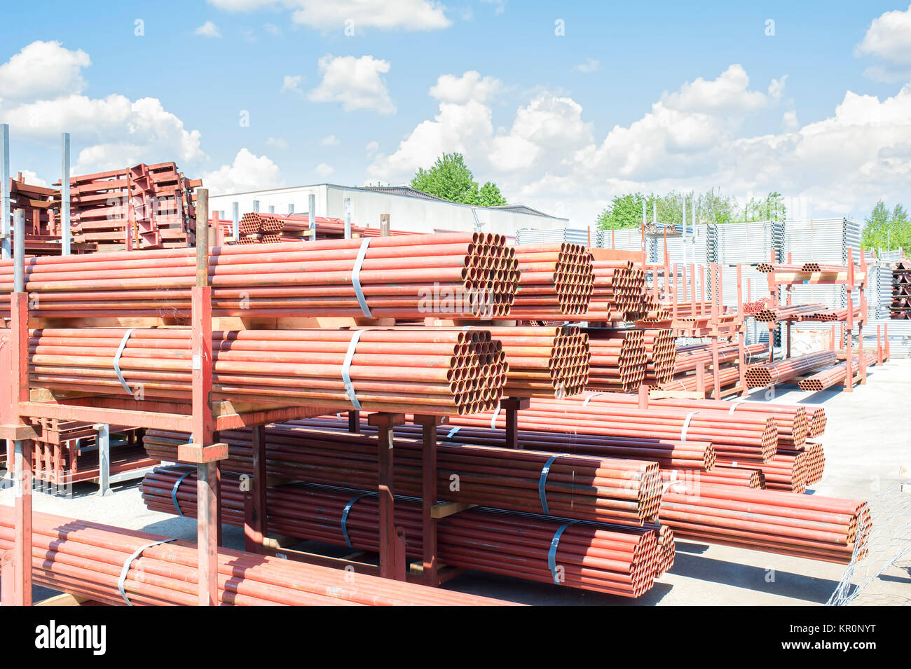 stack of steel pipes for scaffolding in stock Stock Photo - Alamy