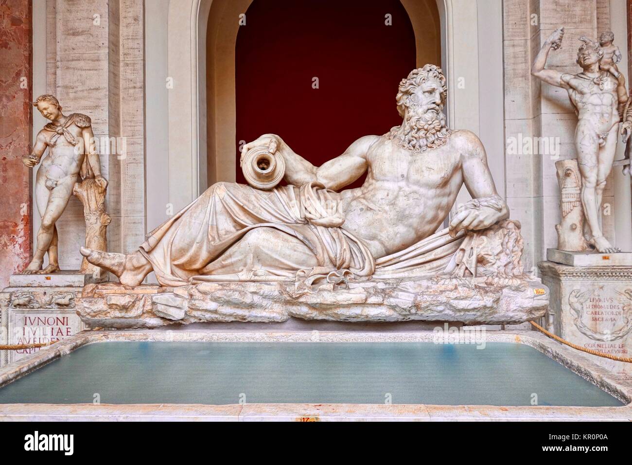 River god Arno sculpture front view with fountain basin in foreground ...