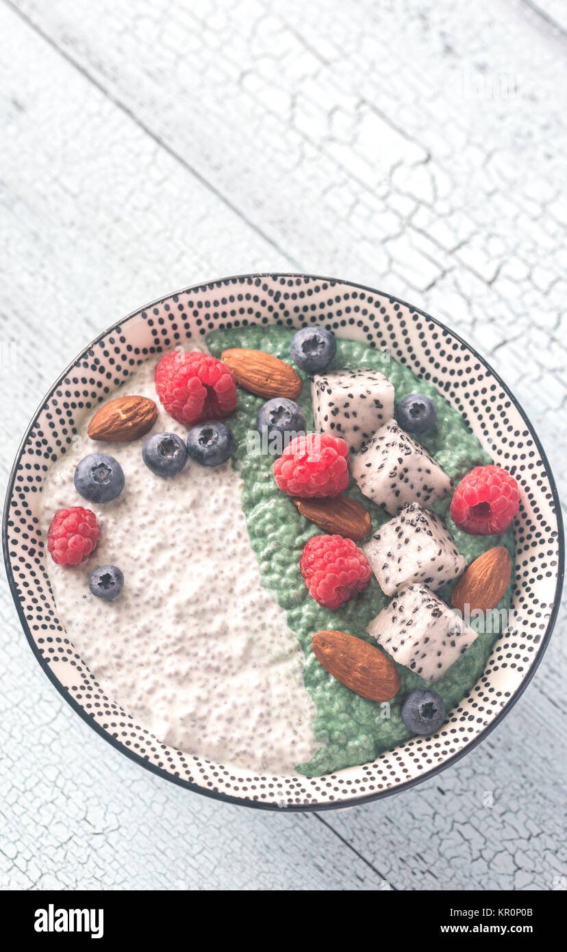 Bowl of pudding with superfoods Stock Photo - Alamy