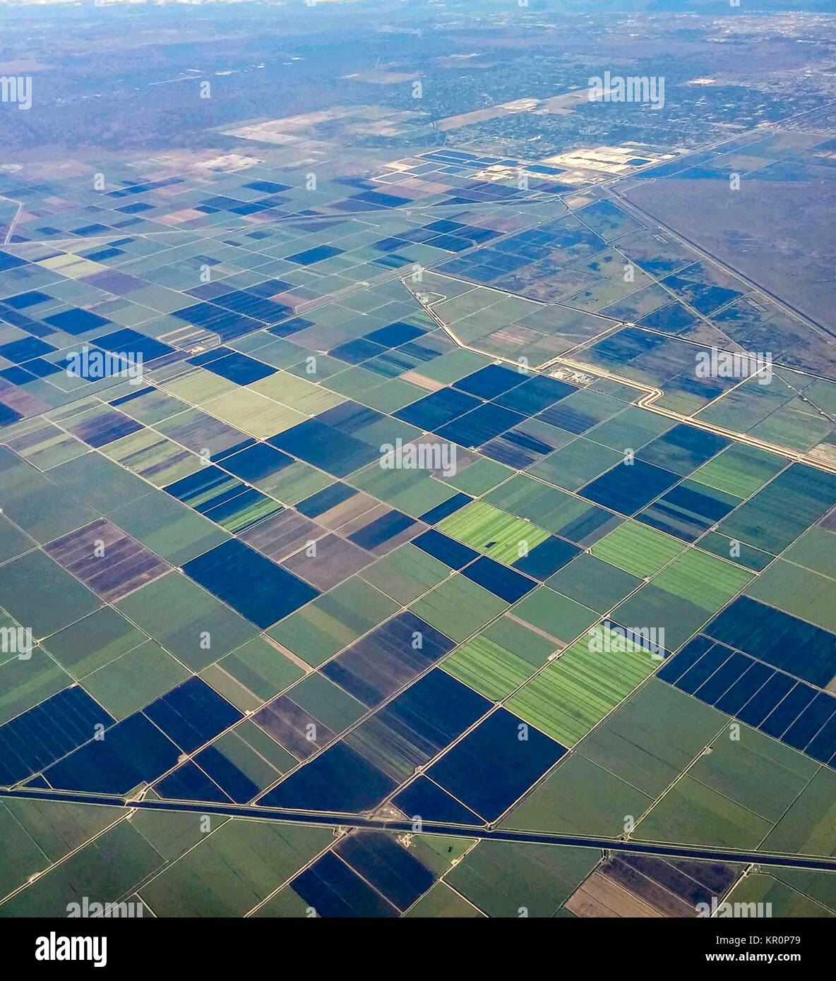 View of the flat south Florida landscape from an airplane Stock Photo ...