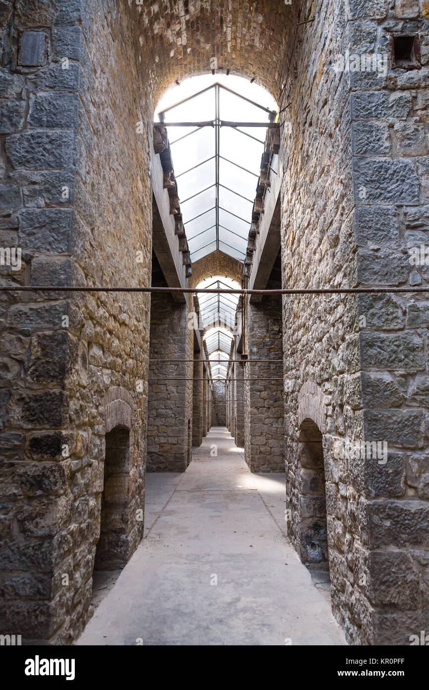 industrial Urban underground background with Brick wall under windows ...