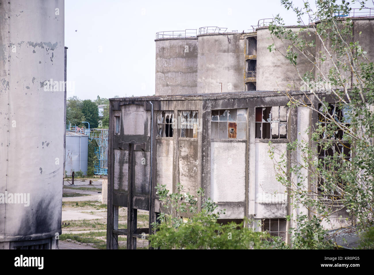 Old ruined building. Left collapsing house, the object falling into ...