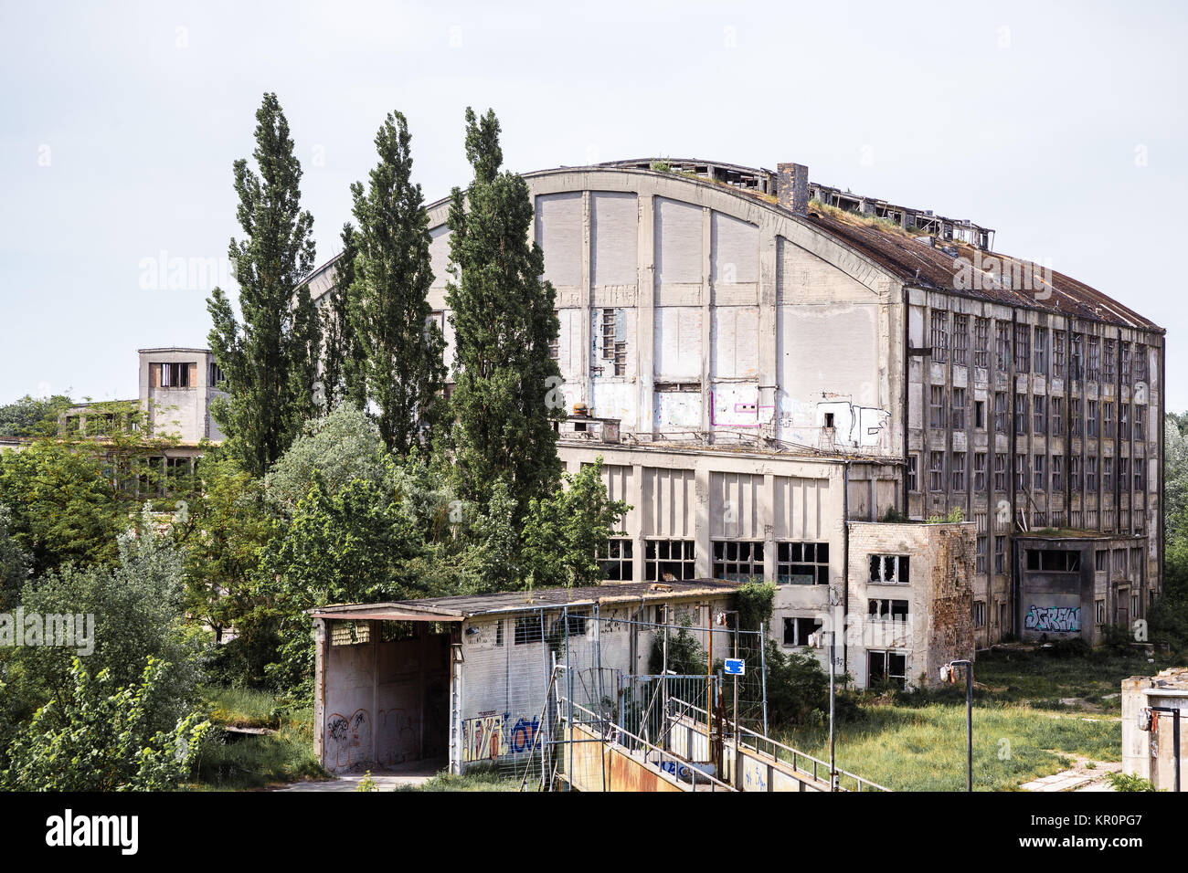Old ruined building. Left collapsing house, the object falling into ...