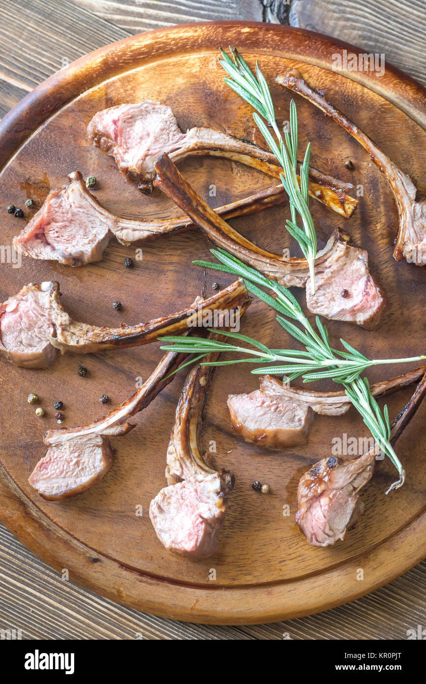 Grilled lamb rib chops on the plate Stock Photo - Alamy