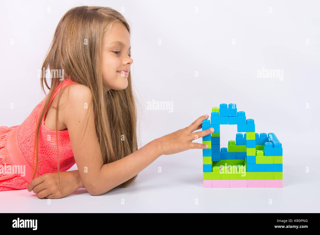 Seven-year girl has built a house from the designer Stock Photo - Alamy