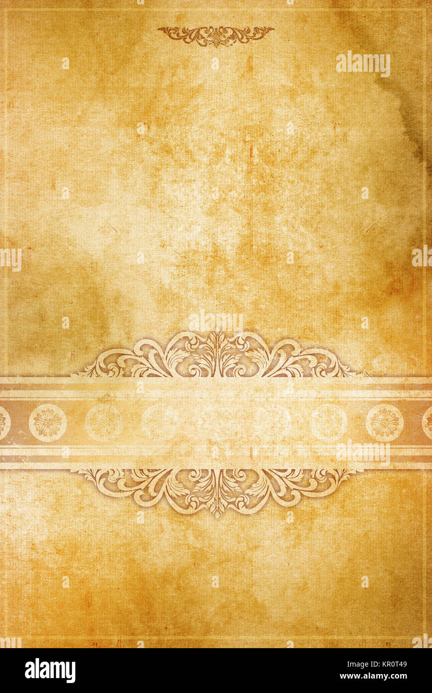 Old grunge paper background with old-fashioned decorative patterns ...