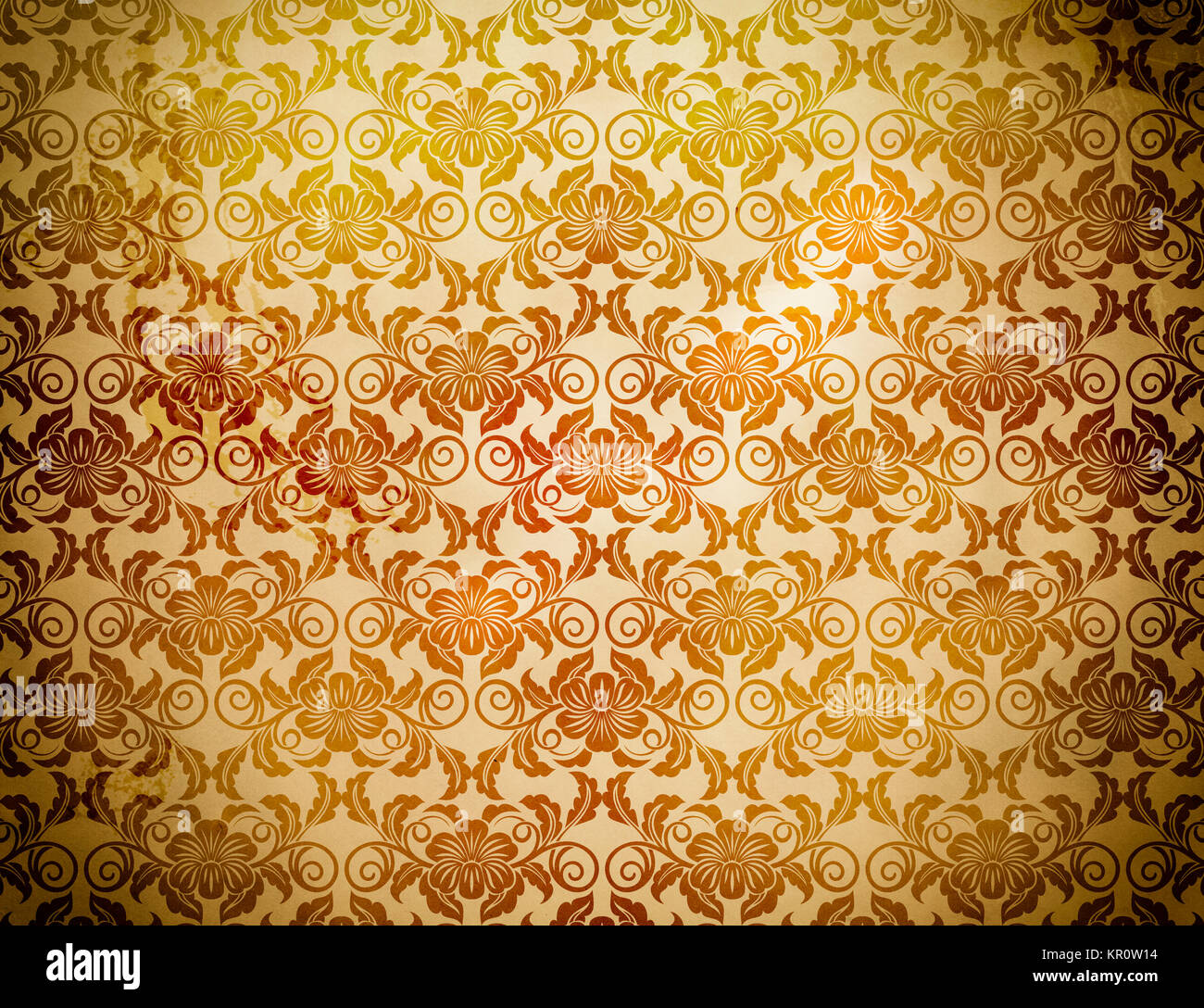 Old grunge paper background with old-fashioned style floral patterns ...