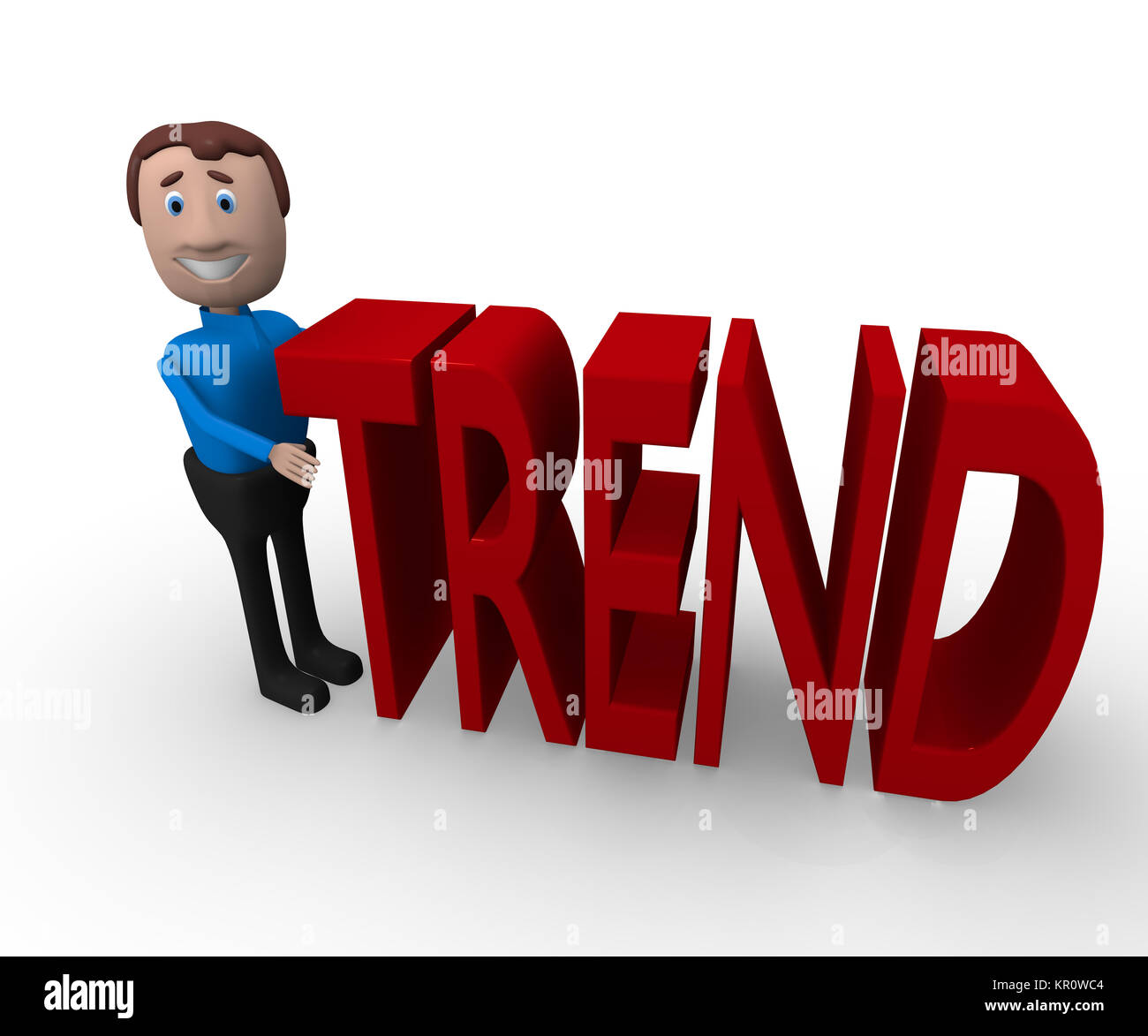 3d businessman with the word trend Stock Photo - Alamy