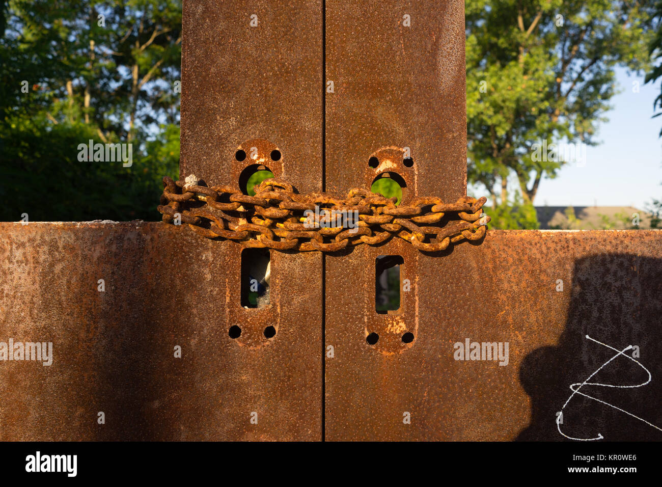 Rusted Chained Door Rust Chain Secured Abandoned Building Stock Photo ...