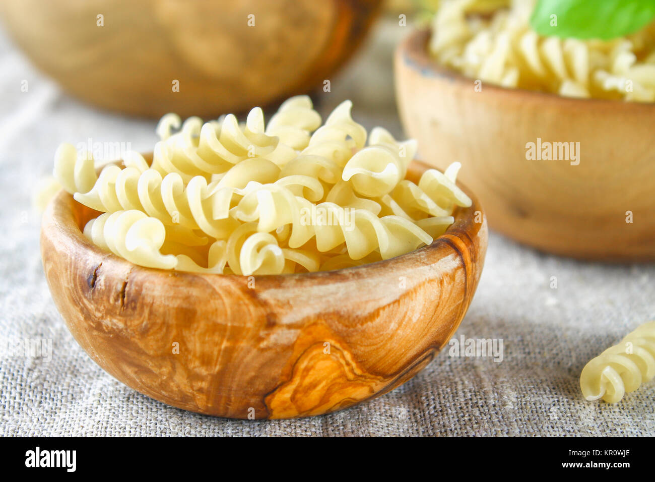 Helix- or corkscrew-shaped pasta. Rotini macaroni. Related to fusilli ...