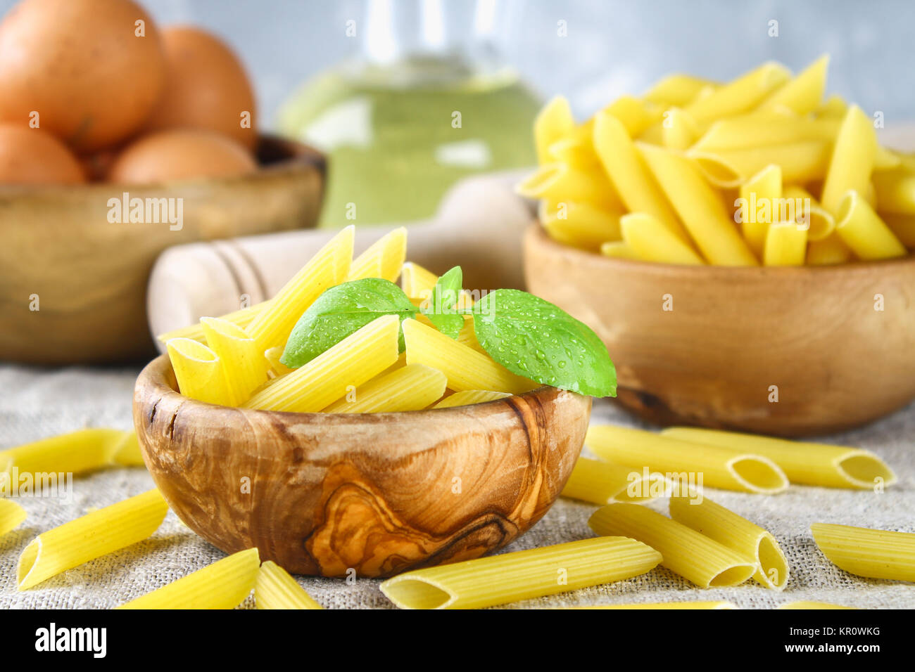Penne rigate. Macaroni in the form of feathers. mostaccioli pasta Stock ...