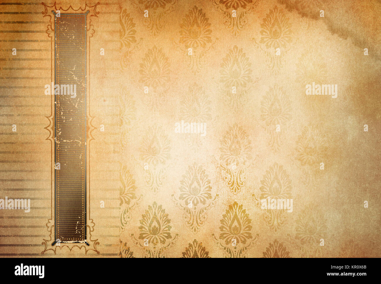 Old grunge paper background with old-fashioned elements and patterns ...