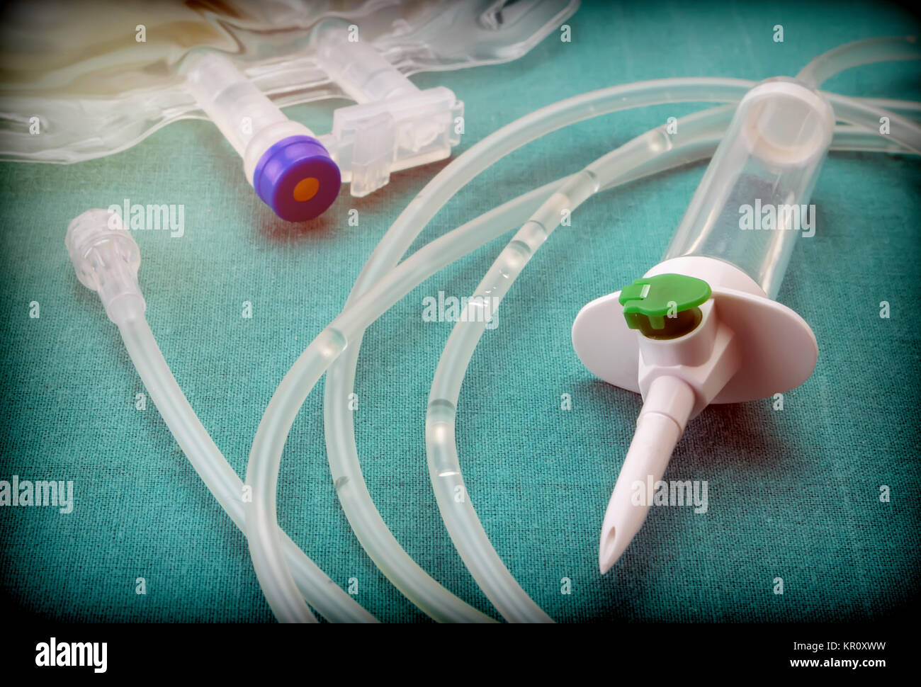 Detail of rubbers of a drip irrigation equipment in hospital operations ...