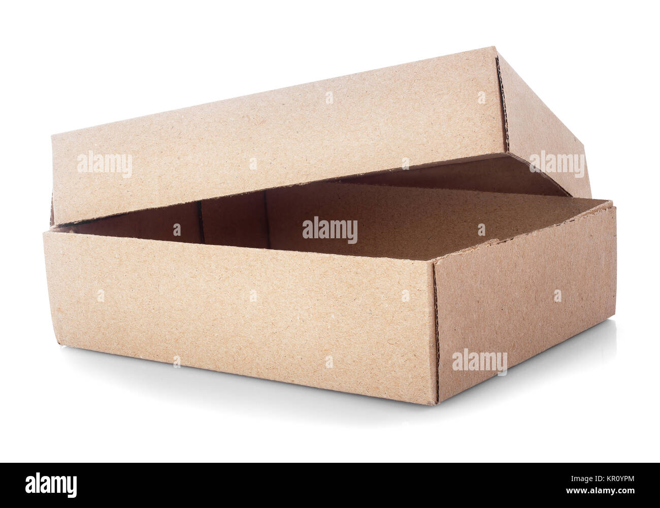 cardboard box with open lid isolated on white background. Clipping path ...