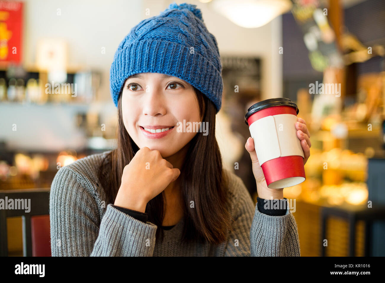 Woman enjoy her coffee at morning coffee Stock Photo - Alamy