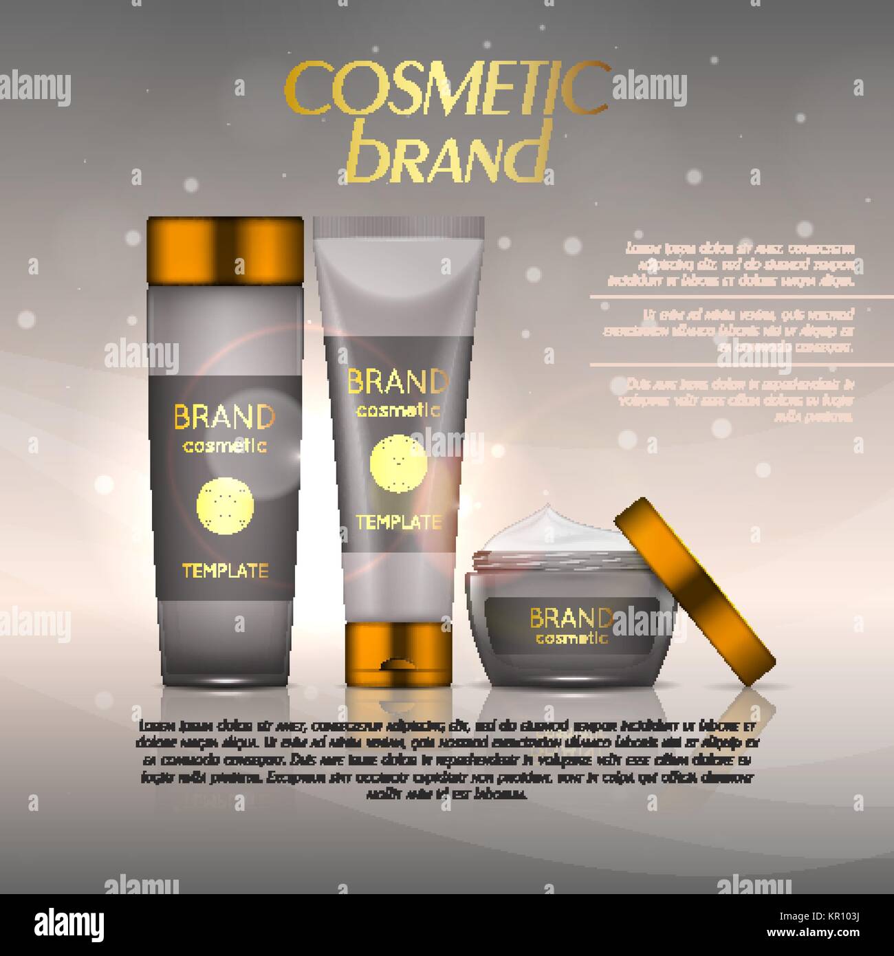 Vector 3D cosmetic illustration on a soft light background with flare ...