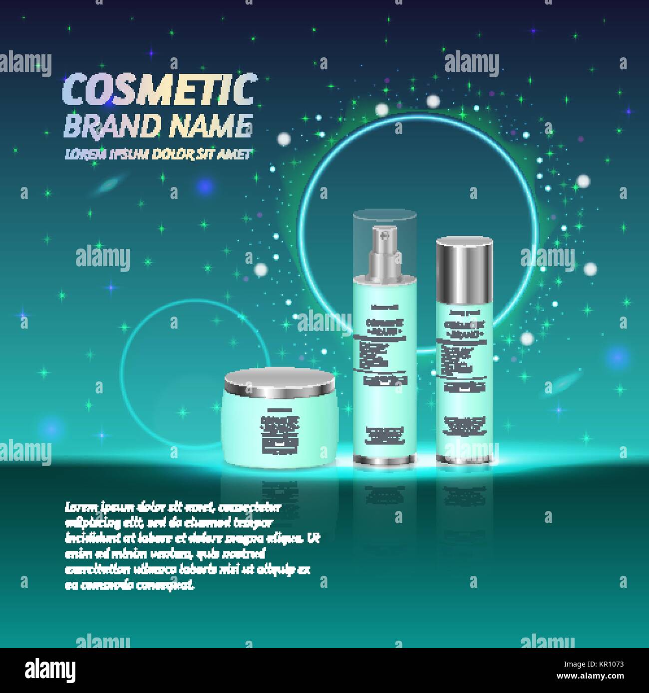 3D realistic cosmetic bottle ads template. Cosmetic brand advertising ...
