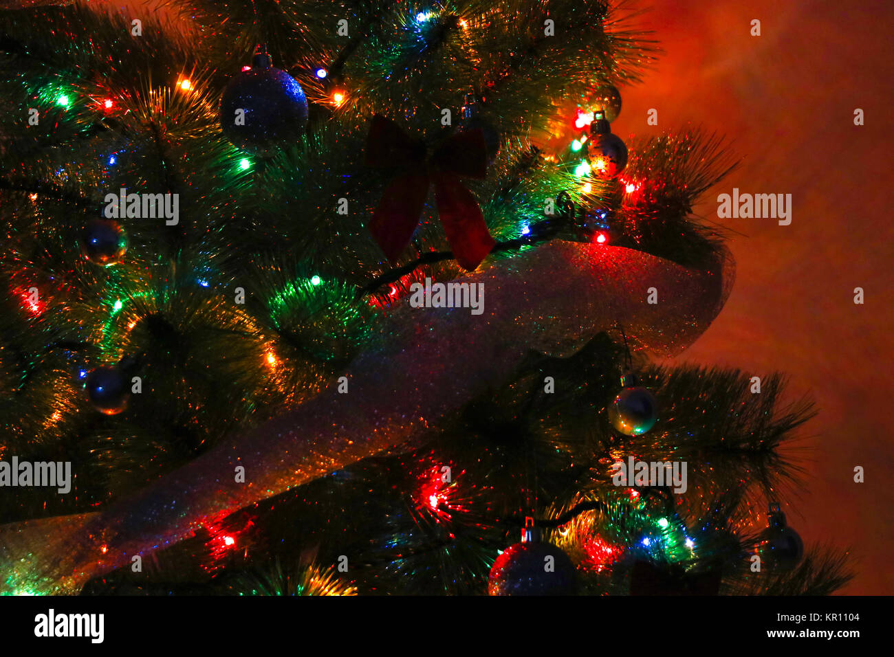 Christmas tree night detail scene Stock Photo - Alamy