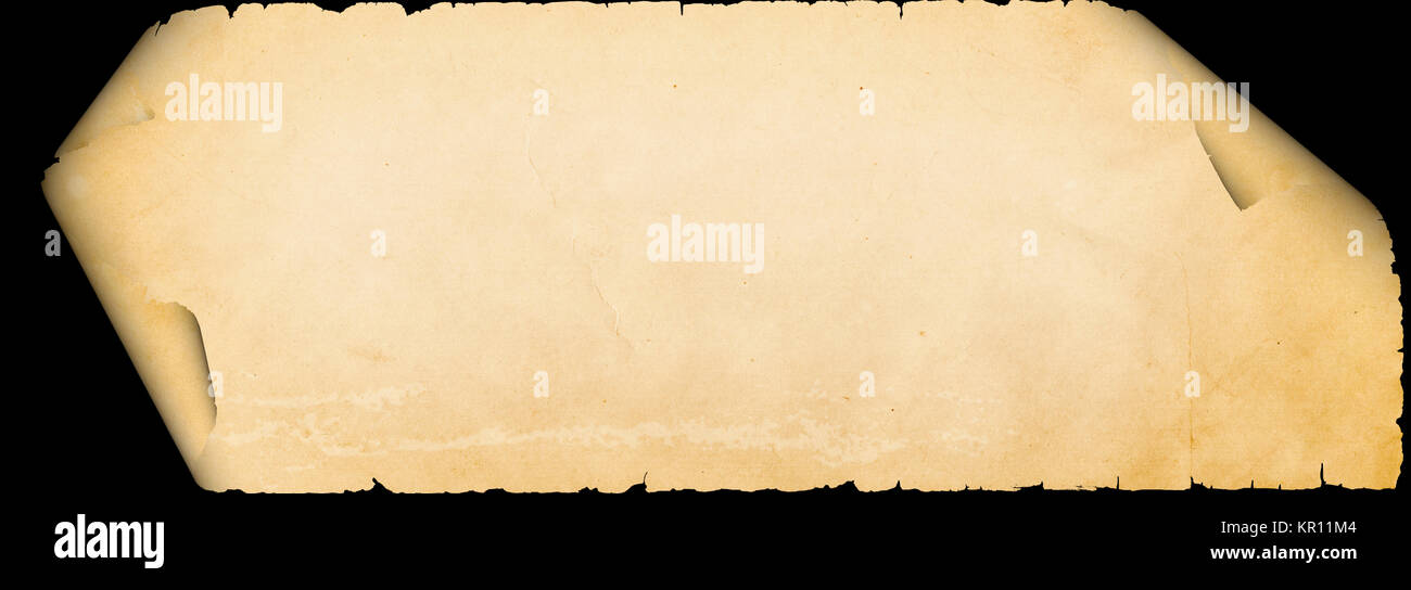 Old parchment with curled corners on black background Stock Photo - Alamy