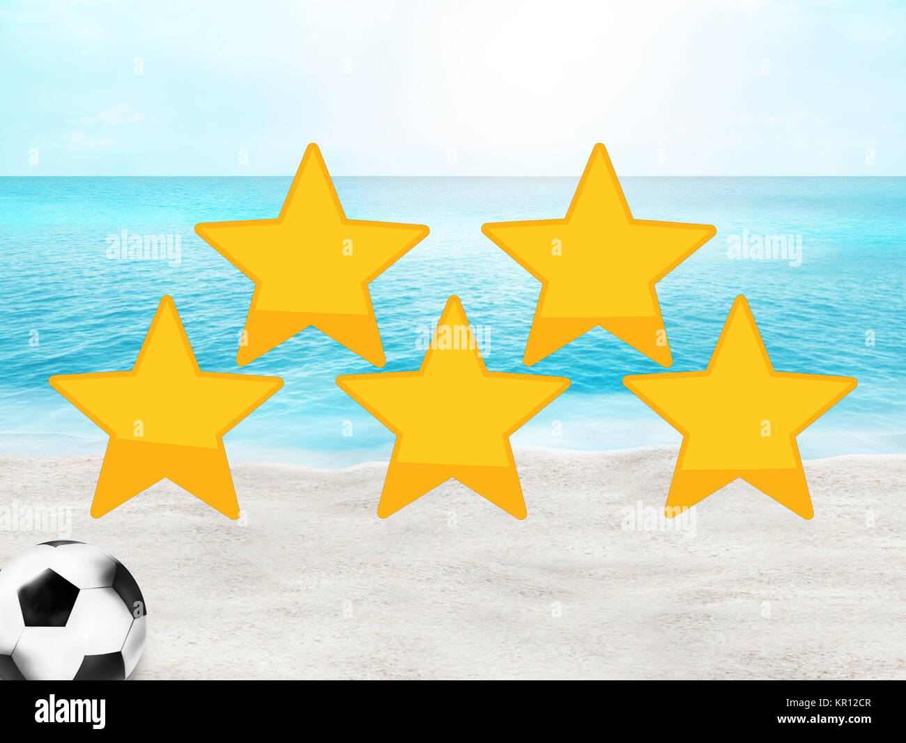 football soccer beach sunny ocean 3d design Stock Photo - Alamy