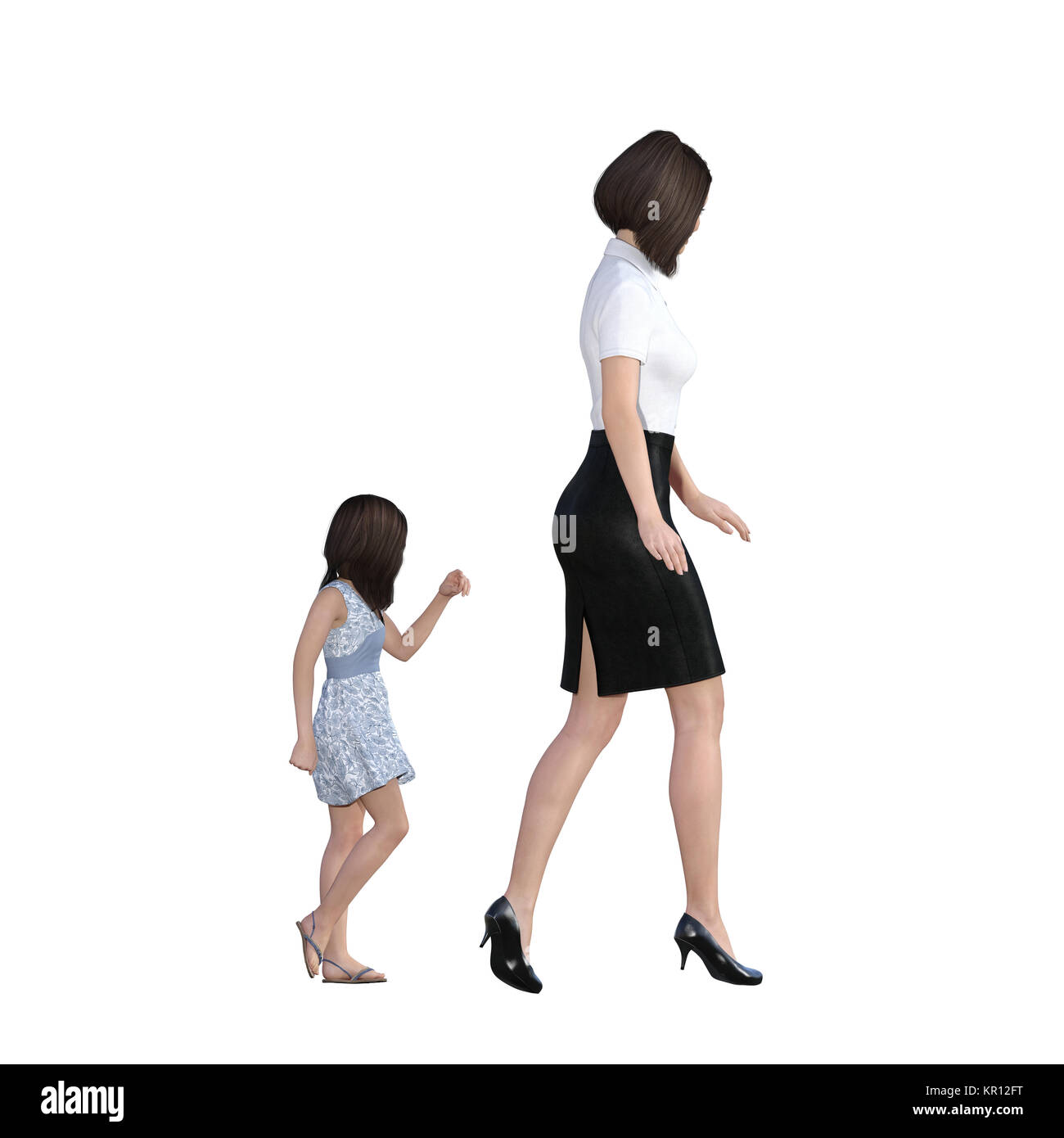 Mother Daughter Interaction of Girl Following Mom Stock Photo - Alamy