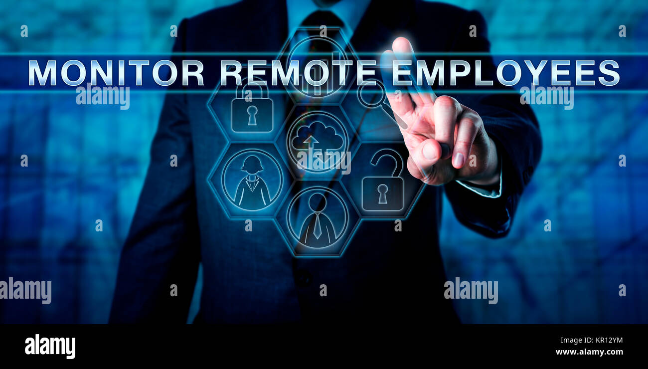 HR Manager Pressing MONITOR REMOTE EMPLOYEES Stock Photo - Alamy