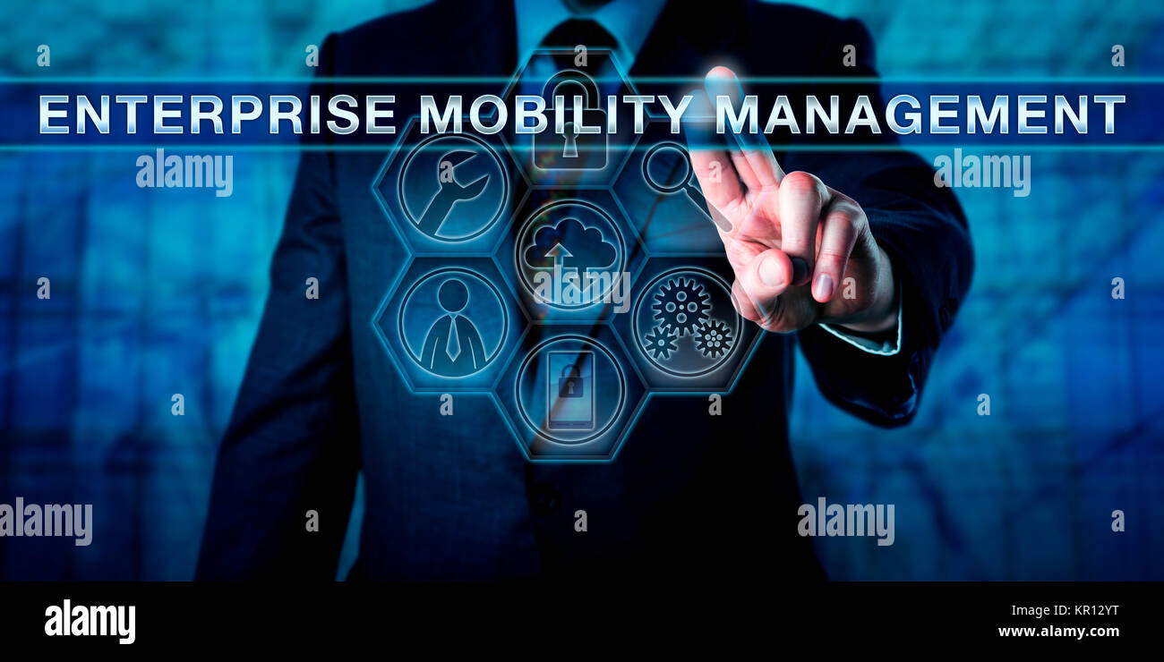 Manager Touching ENTERPRISE MOBILITY MANAGEMENT Stock Photo - Alamy