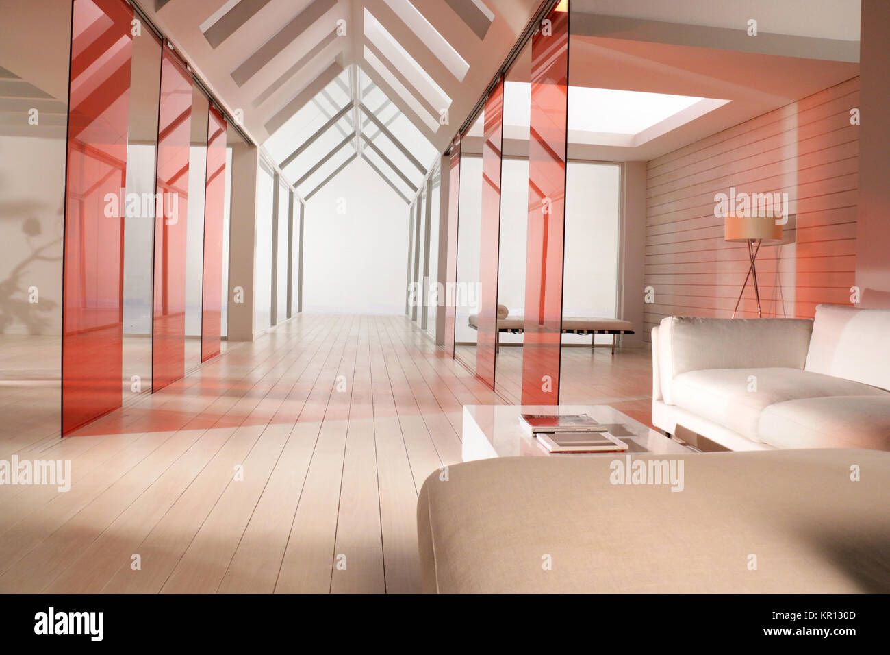 orange transparence glass partitions made orange light Stock Photo - Alamy