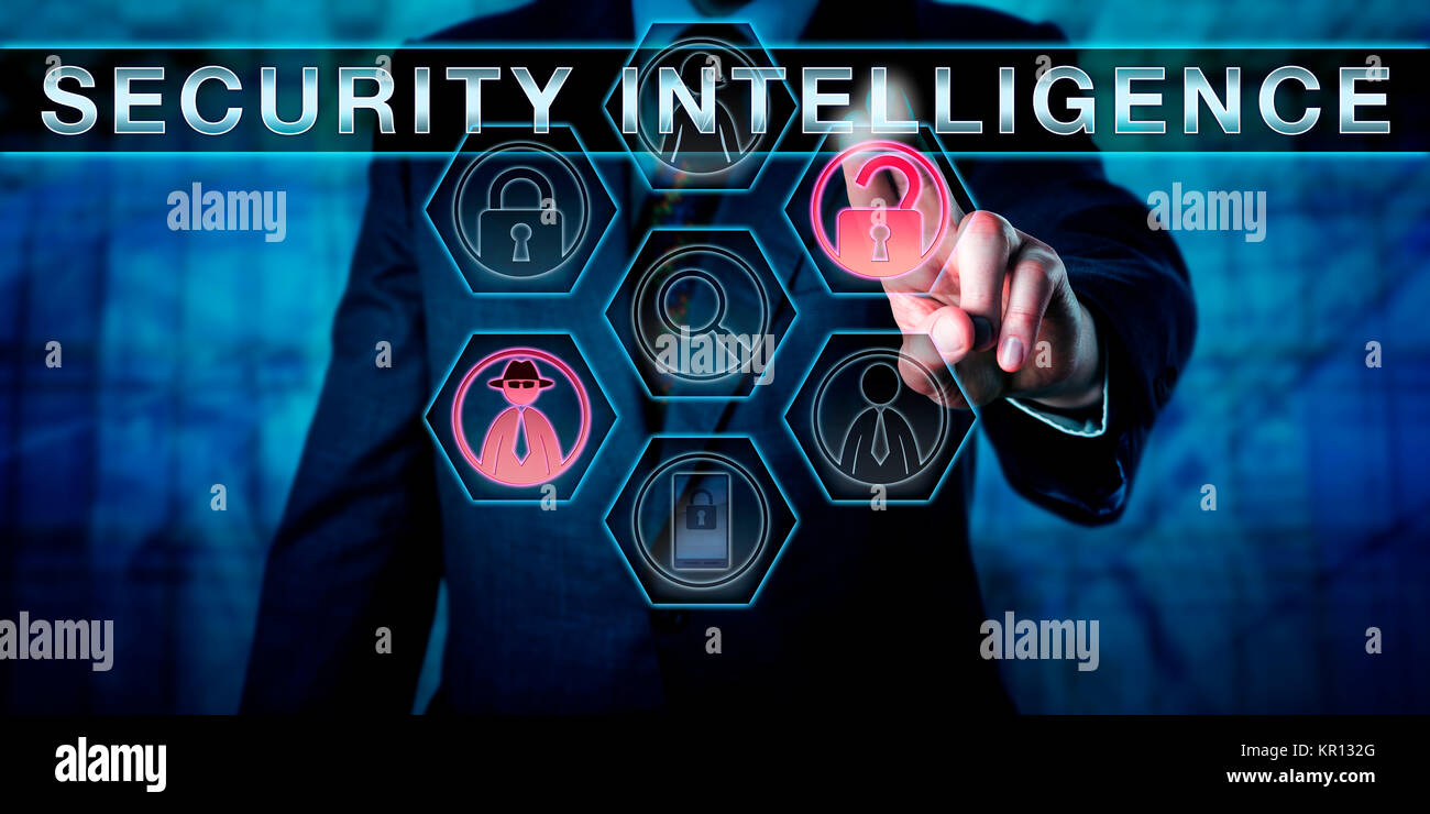 Manager Touching SECURITY INTELLIGENCE Stock Photo - Alamy
