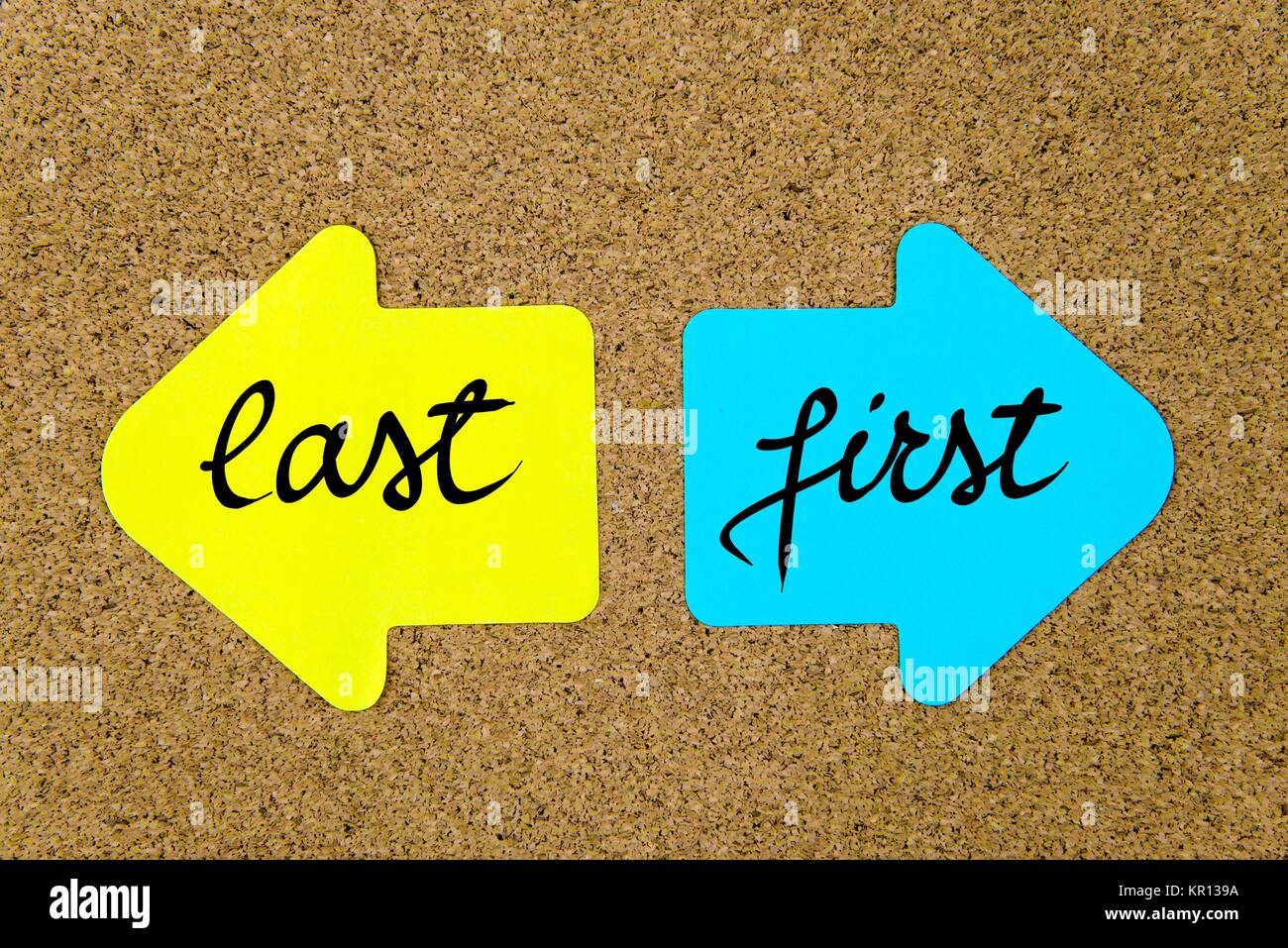 Message Last versus First Stock Photo - Alamy