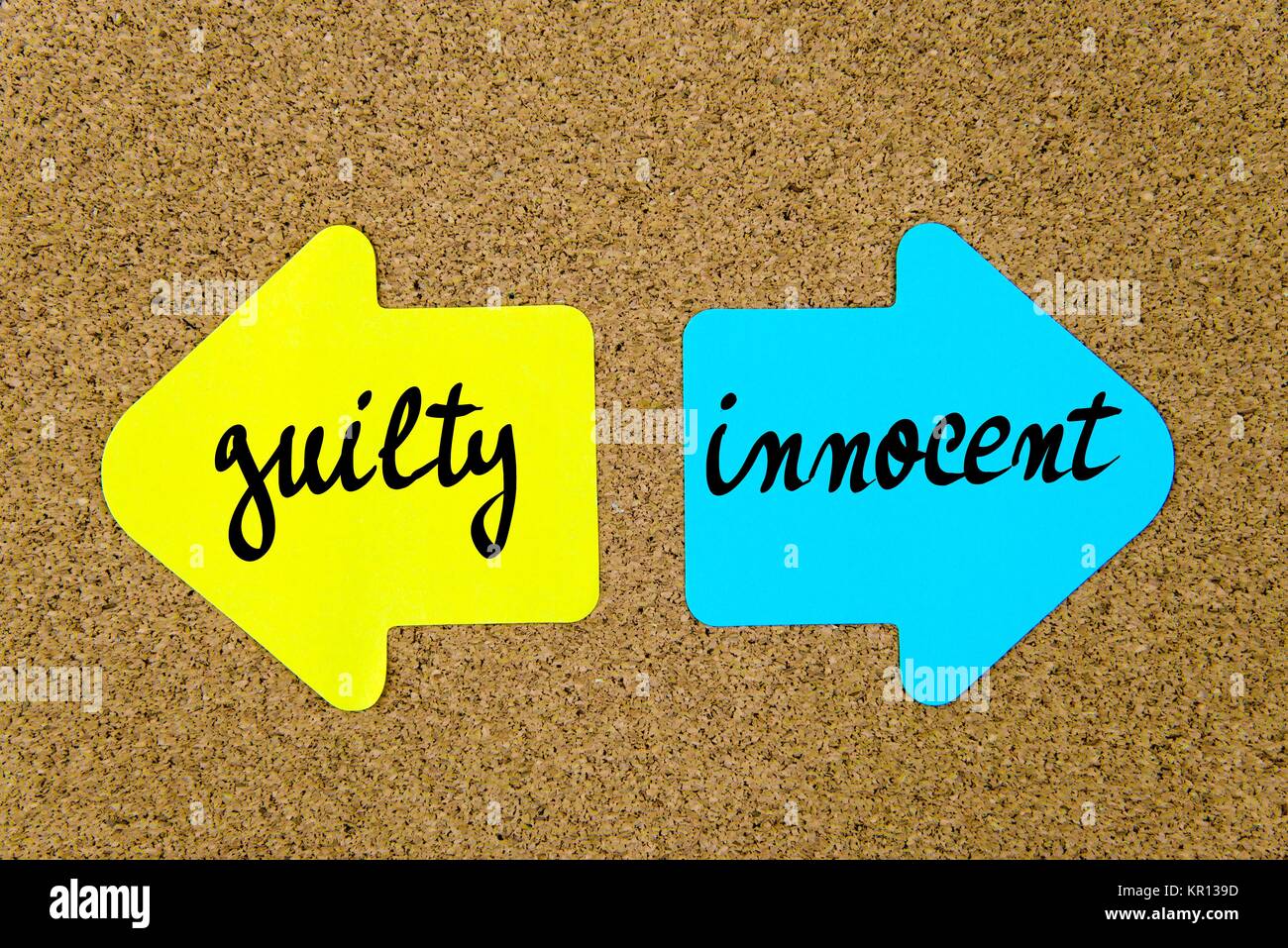Message Guilty versus Innocent Stock Photo - Alamy