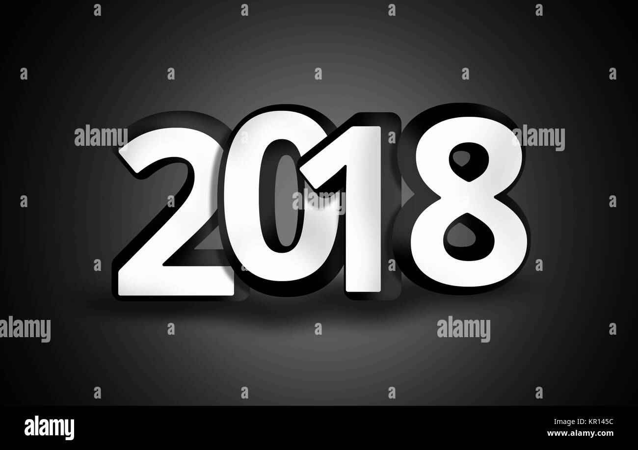 2018 bold font 3d illustration white black Stock Photo - Alamy
