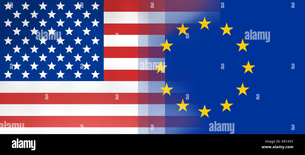 USA and Europe flags background concept Stock Photo - Alamy