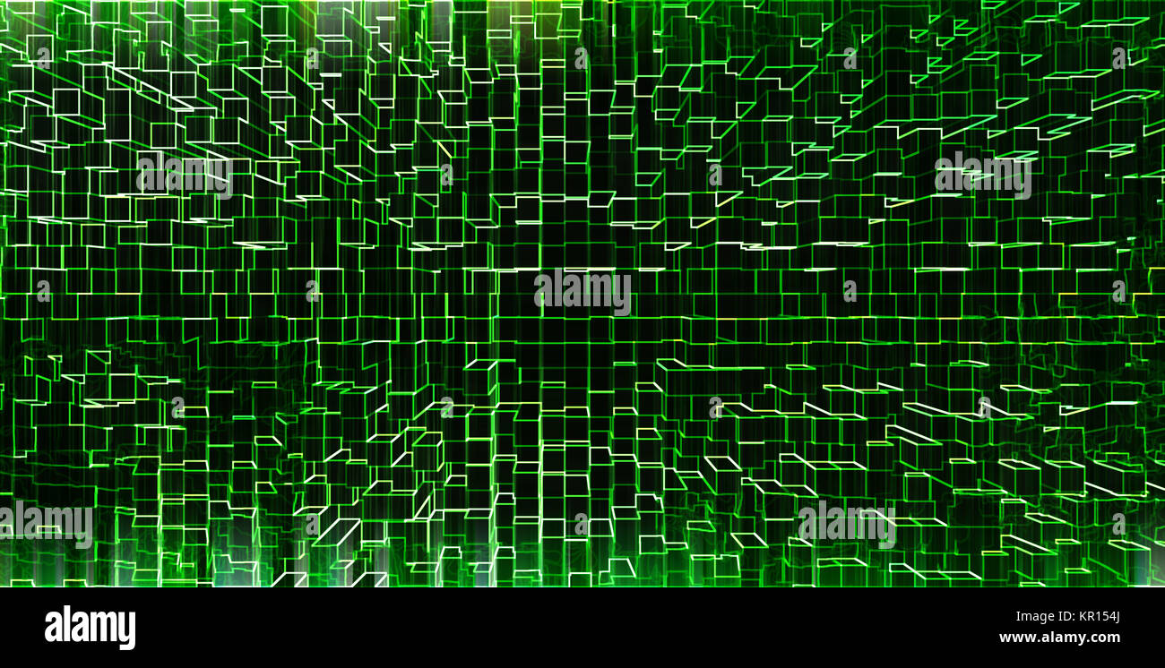3d illustration green cubes matrix hi-res stock photography and images ...