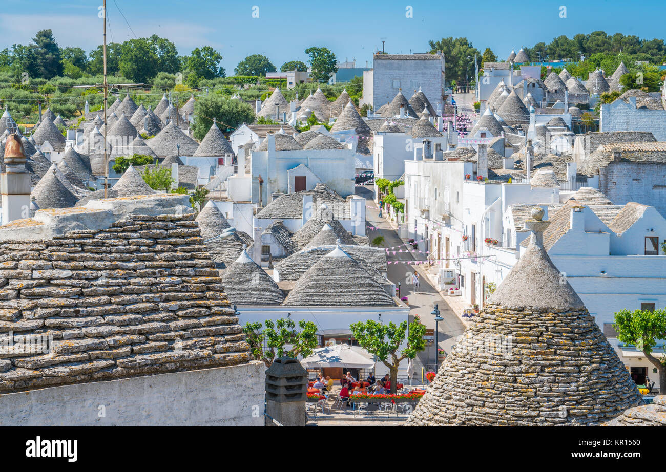 Scenic sight in Alberobello, the famous Trulli village in Apulia ...