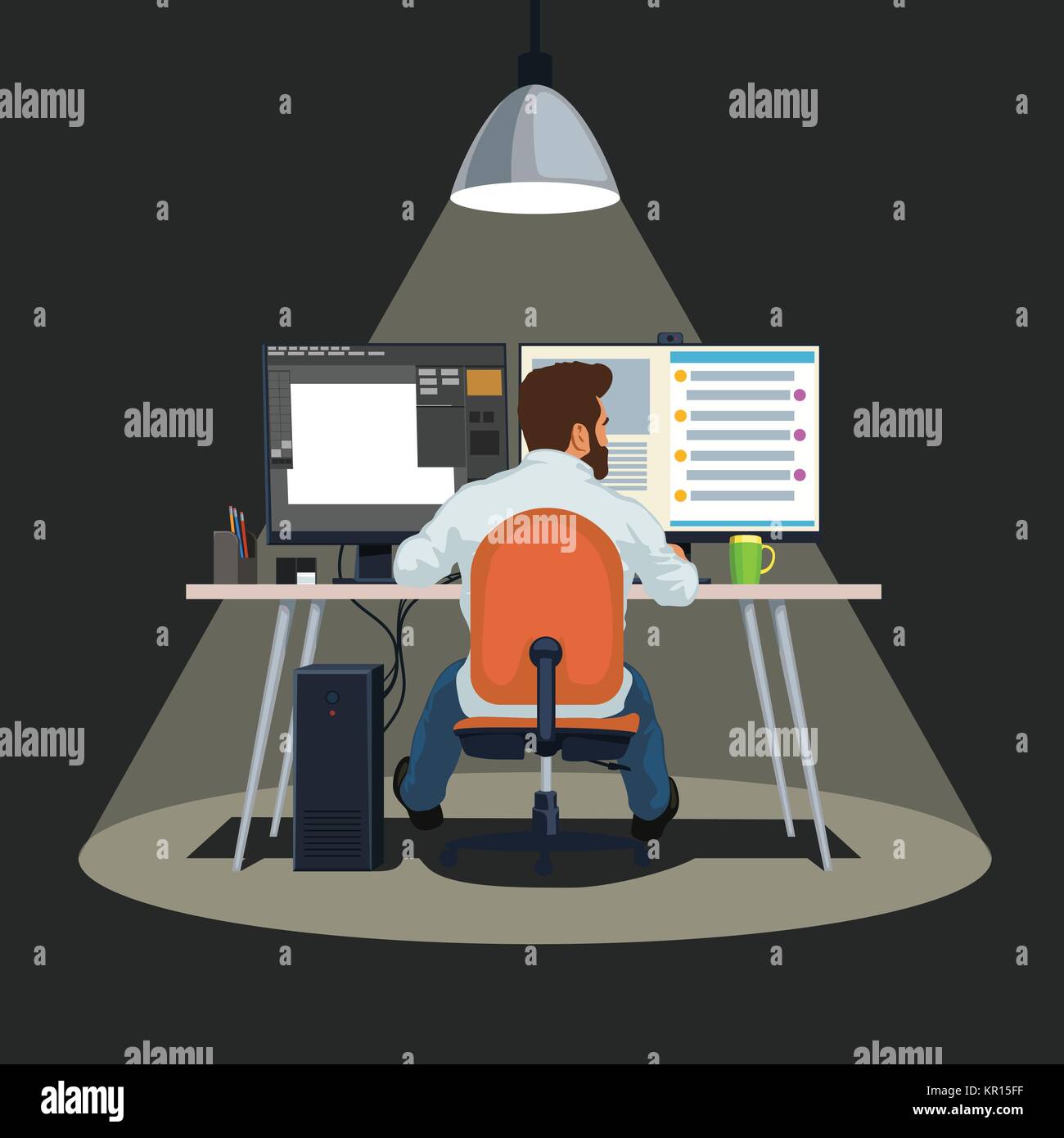 Man working graphic designer in Stock Vector Images - Alamy