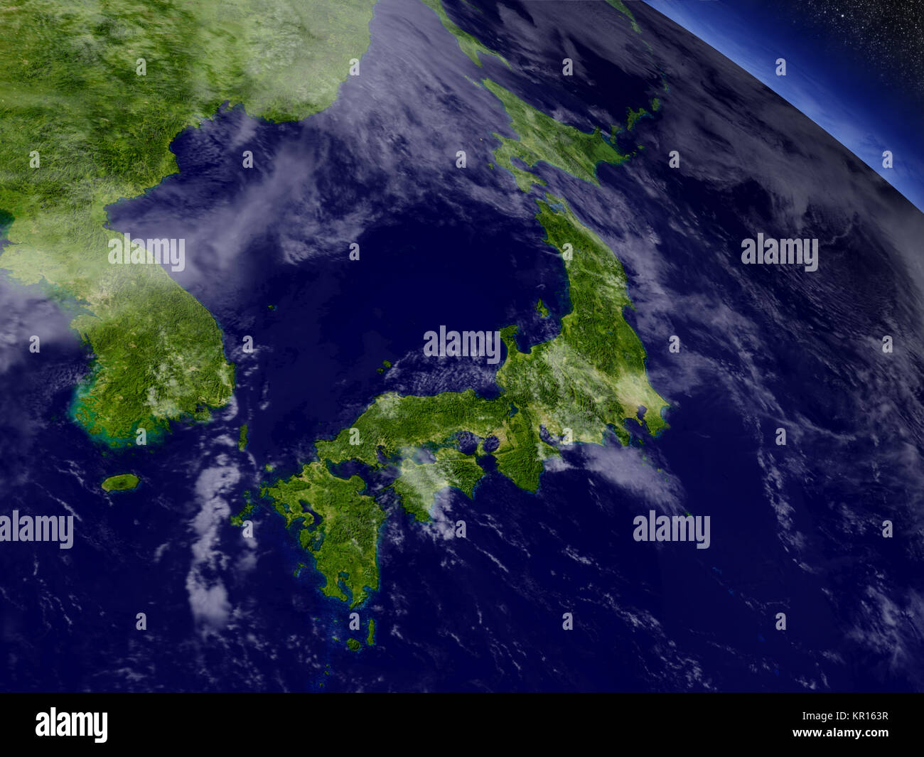 Japan map satellite geography hi-res stock photography and images - Alamy